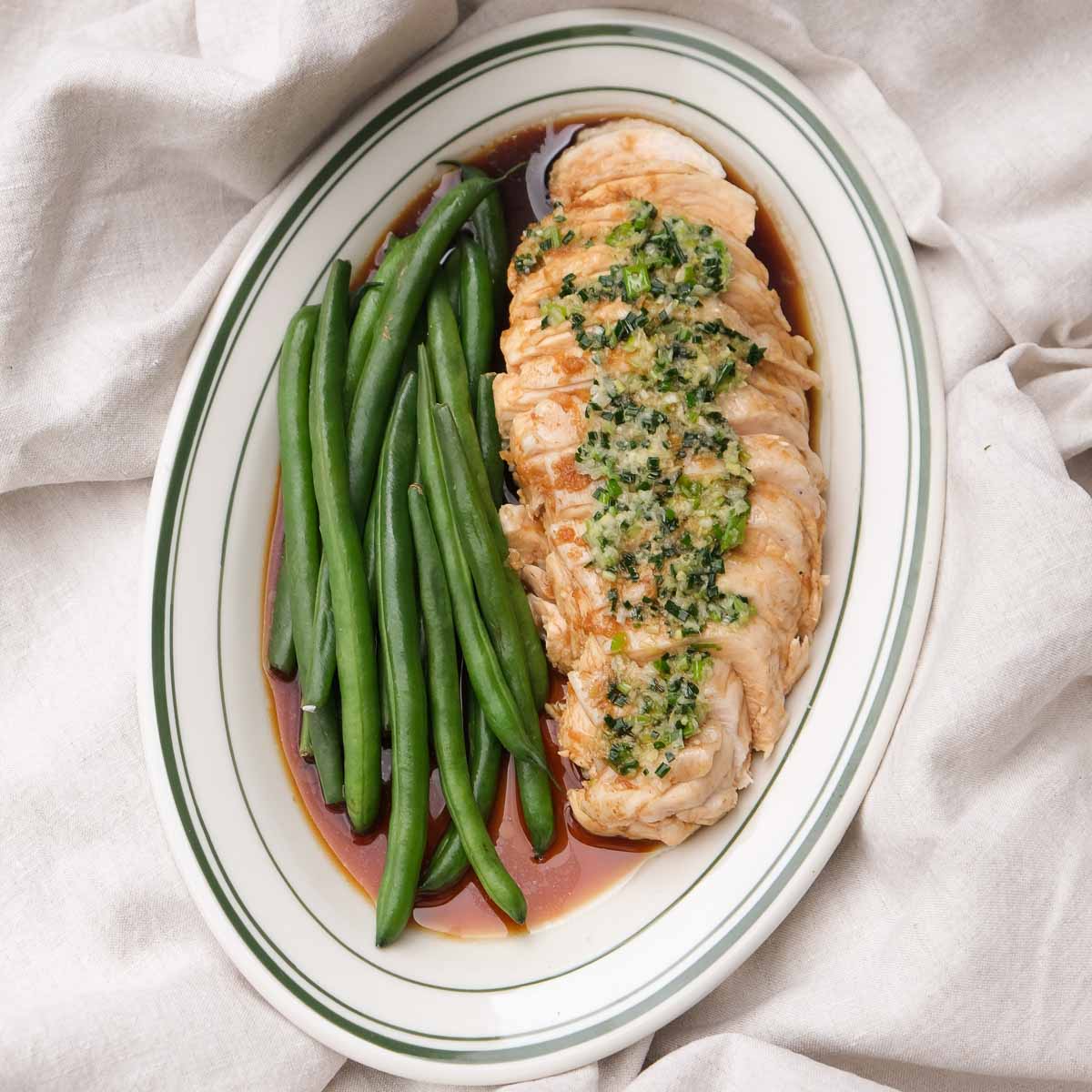 Chinese Inspired Steamed Chicken with Green Sauce - im a foodie